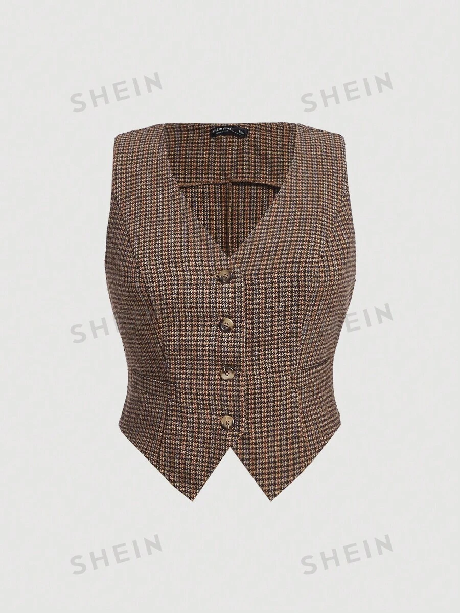 SHEIN MOD Plus Button Front Vest Blazer | SHEIN UK