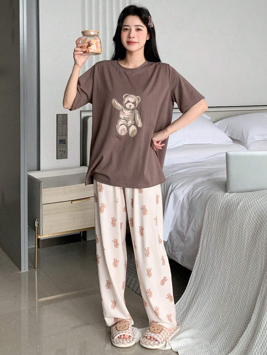 DAZY Bear Print PJ Set | SHEIN USA