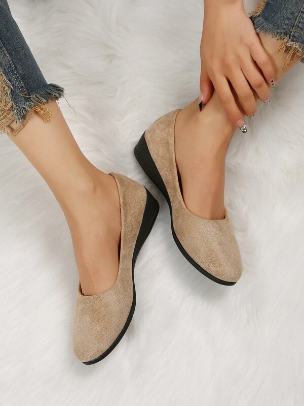 Zapatos de cuña sin cordones para mujer, elegantes cuñas de corte de ...