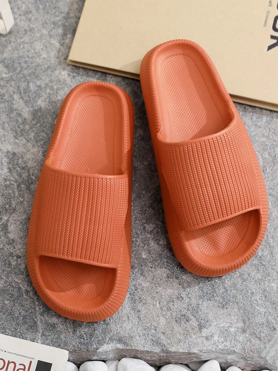 Women Textured Single Band Slides, Funky Orange EVA Slides | SHEIN USA