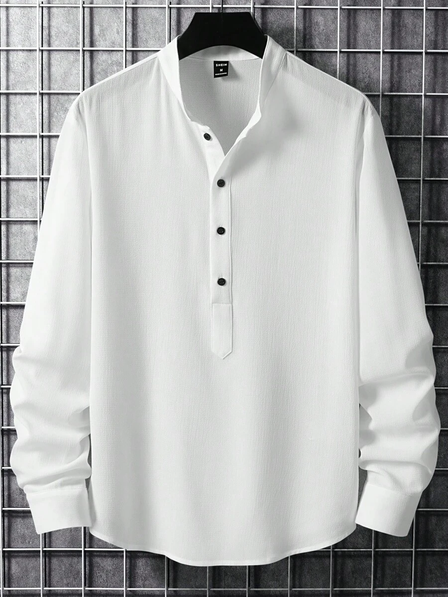 Manfinity Homme Men Half Button Shirt | SHEIN USA