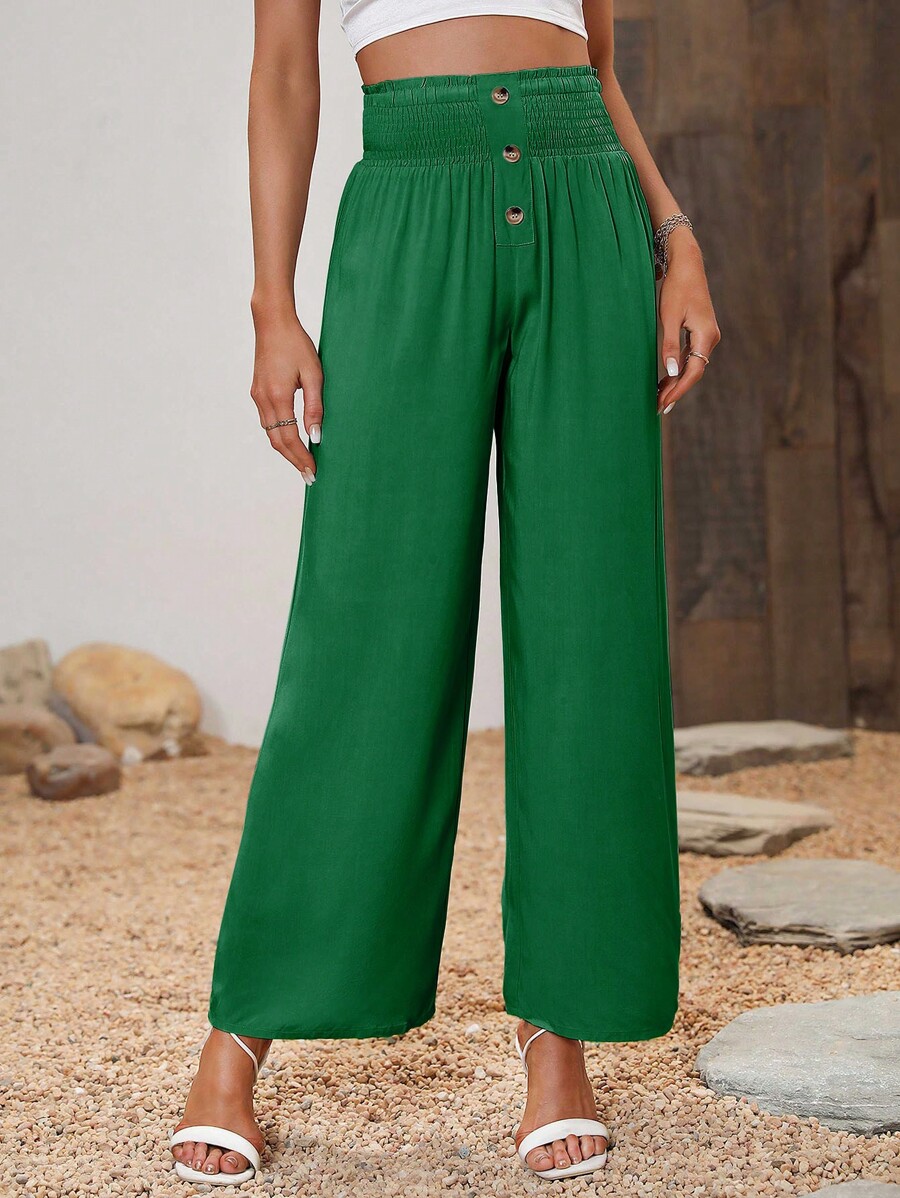 Shein Lune Hose Mit Weiten Beinen Einfarbig Knopf Vorne Shein Schweiz