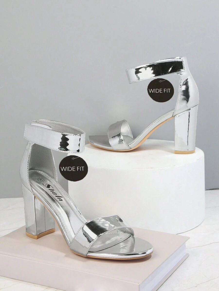 Wide Fit Fasten Ankle Strap Block Heels | SHEIN USA