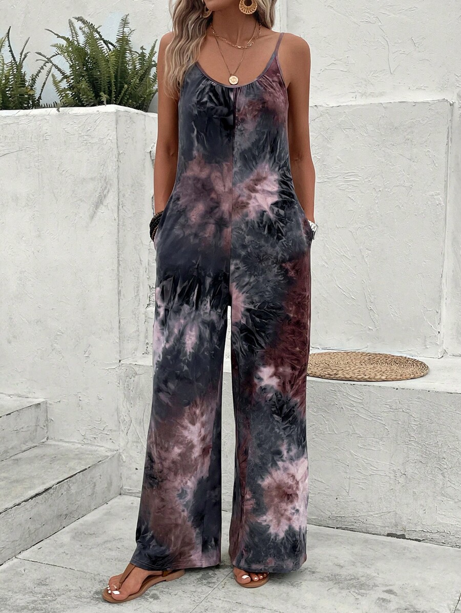 EMERY ROSE Tie Dye Wide Leg Cami Jumpsuit | SHEIN USA