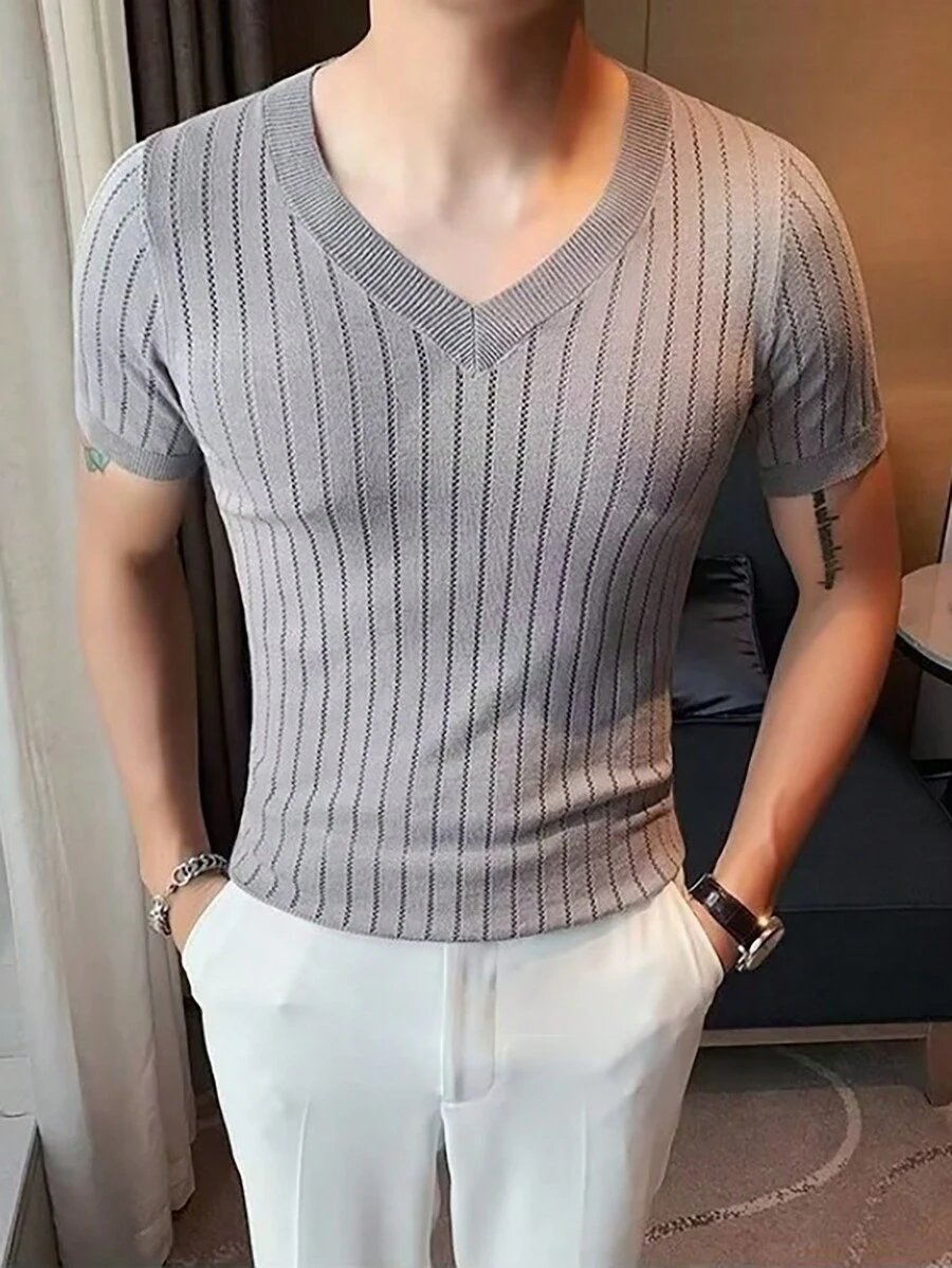Men Solid V Neck Knit Top | SHEIN USA
