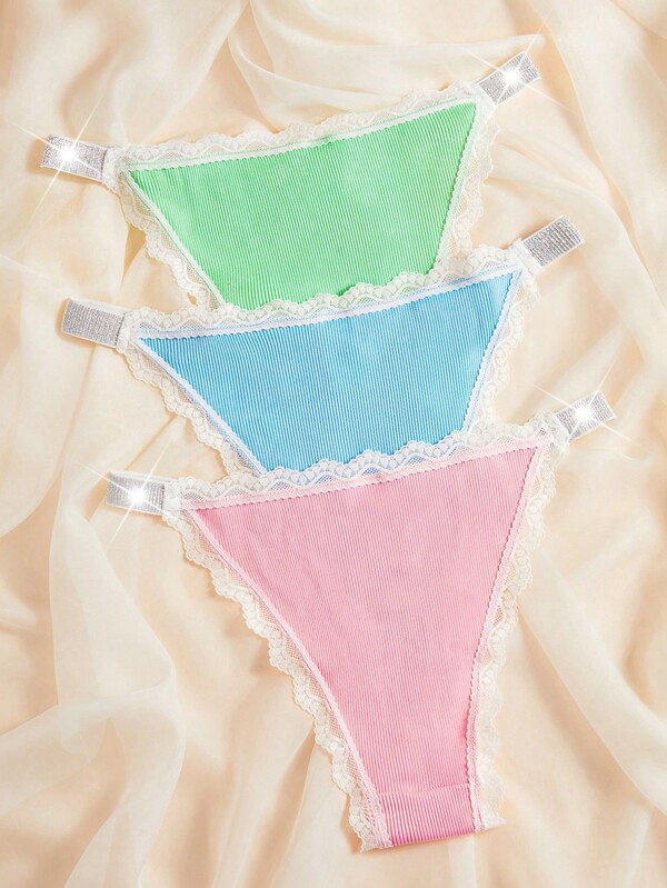 3pack Lace Trim Thong | SHEIN USA