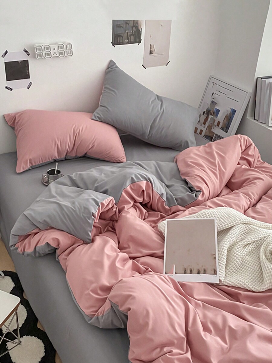 Pink Washed Double Layered Quilt Cover 3pcs/set | SHEIN USA