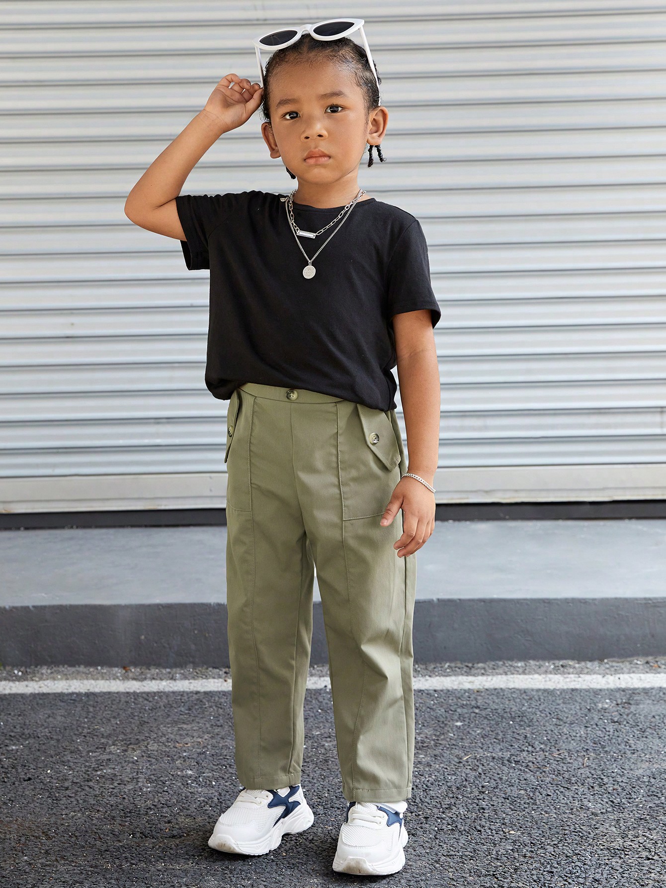 SHEIN Kids Cooltwn Young Boys' Casual Slim Fit Solid Color Woven ...