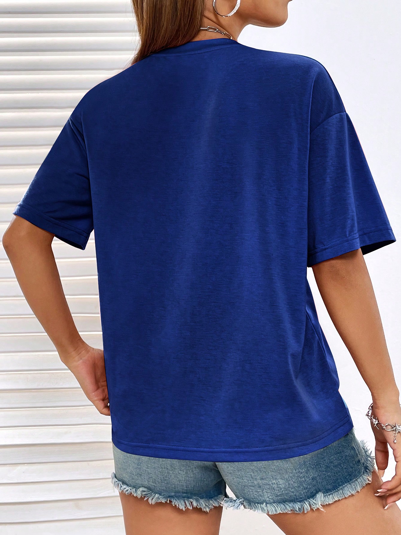 Figure And Slogan Graphic Drop Shoulder Tee Shein Usa