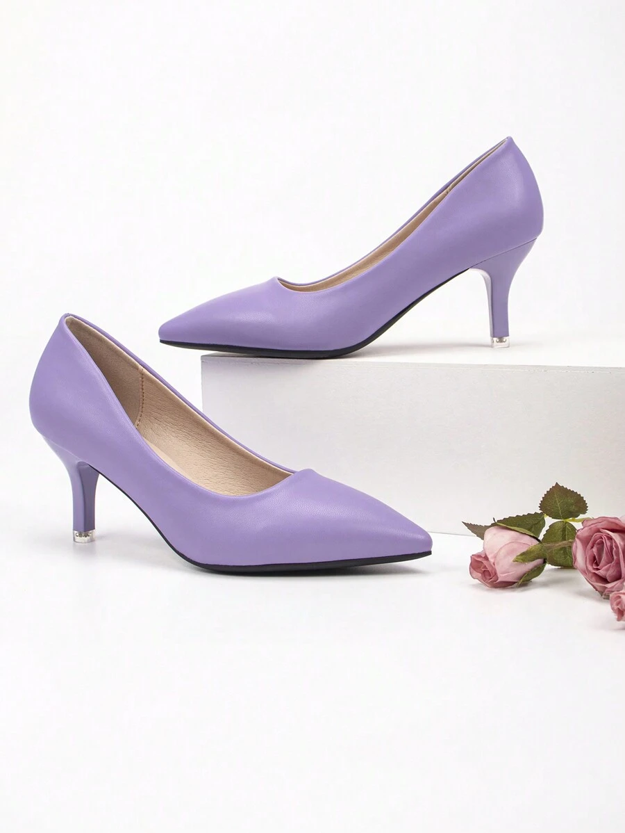 Women Purple Pumps, Fashion Point Toe Stiletto Heeled Pumps For Outdoor ...