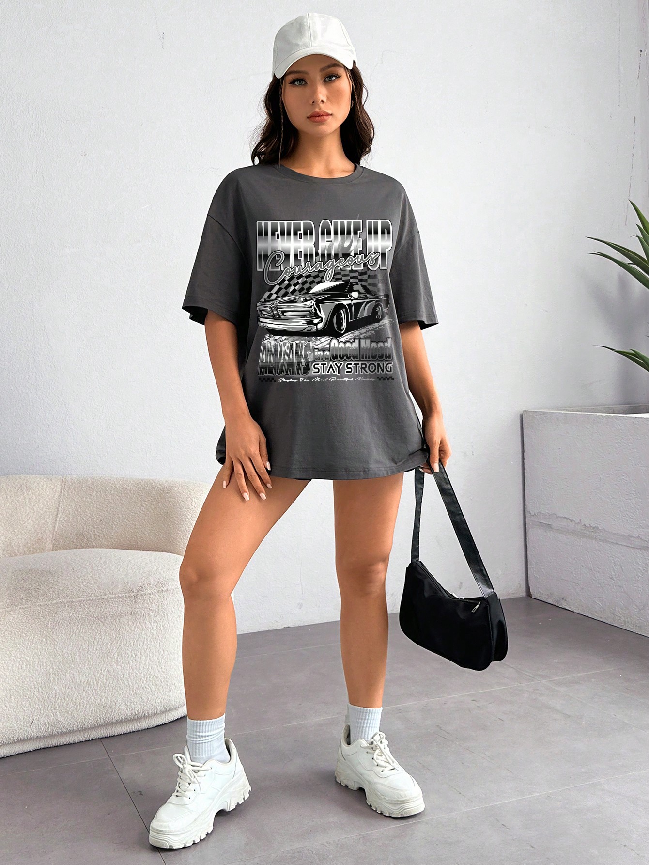 Shein Coolane Car And Letter Graphic Drop Shoulder Oversized Tee Shein Usa