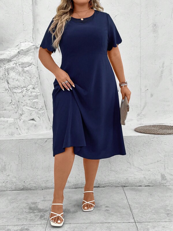 SHEIN Clasi Plus Solid A-line Dress | SHEIN USA