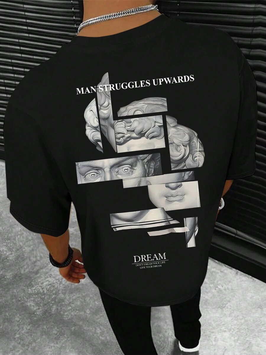 Manfinity LEGND Men T-Shirts Fit Crew Neck Short Sleeve Graphic Tee ...