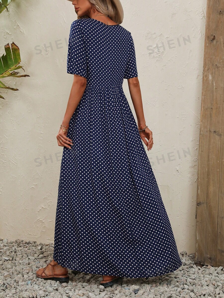 SHEIN LUNE Polka Dot Print A-line Dress | SHEIN UK