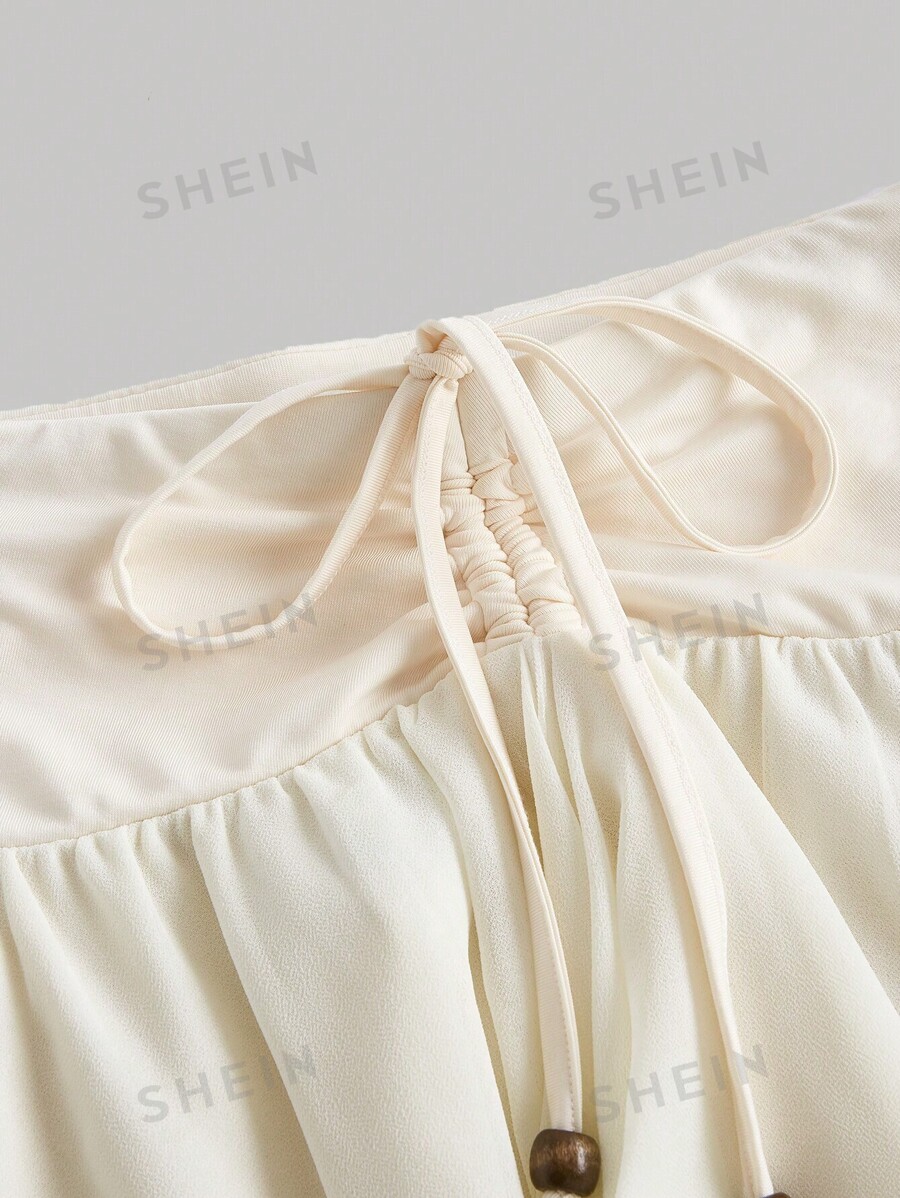 SHEIN MOD Drawstring Waist Two Layer Hem Skirt | SHEIN USA