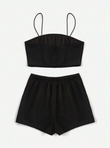 SHEIN BAE Conjunto de top e short cropped lisa | SHEIN Brasil