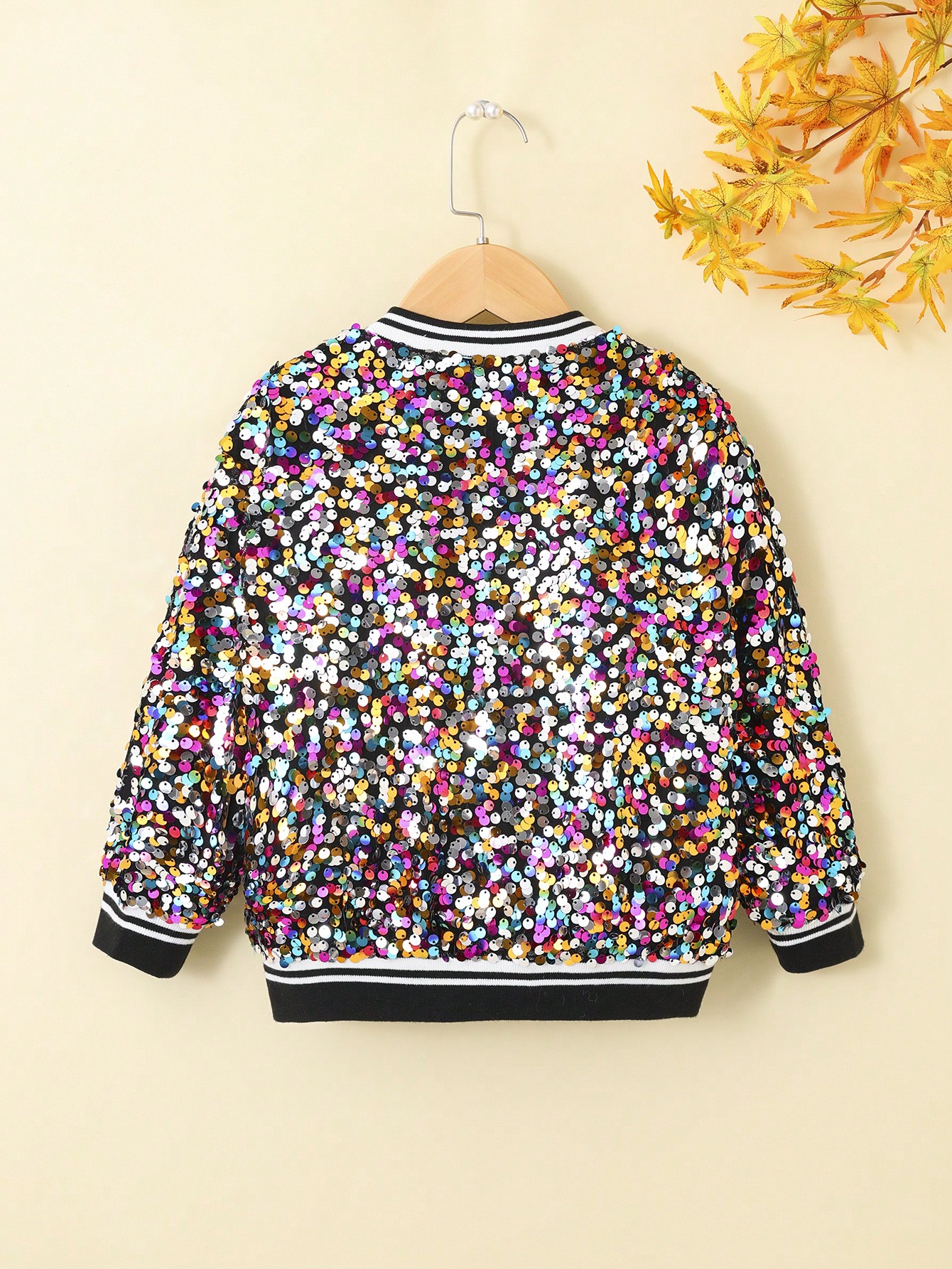SHEIN Young Girl Sequin Zip Up Bomber Jacket | SHEIN USA