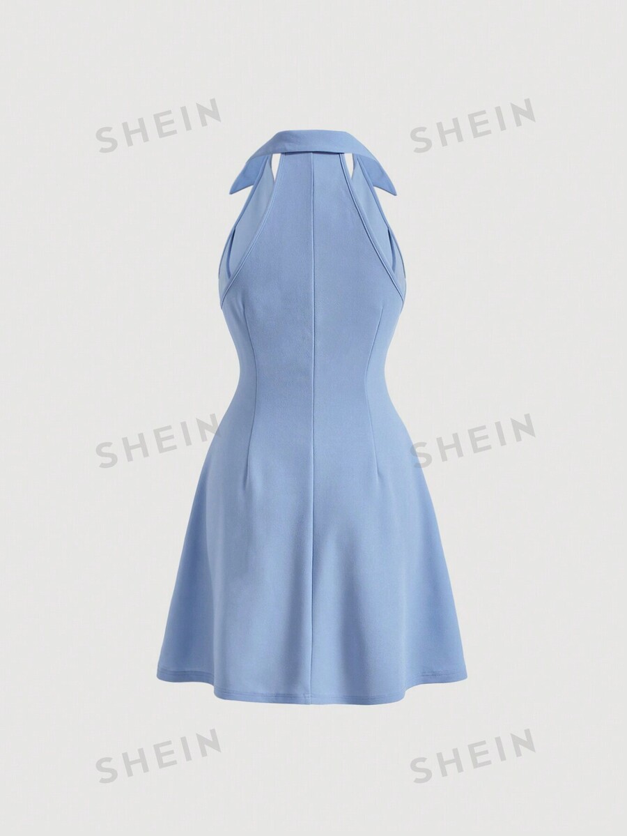 SHEIN MOD Solid Halter Neck Dress | SHEIN USA