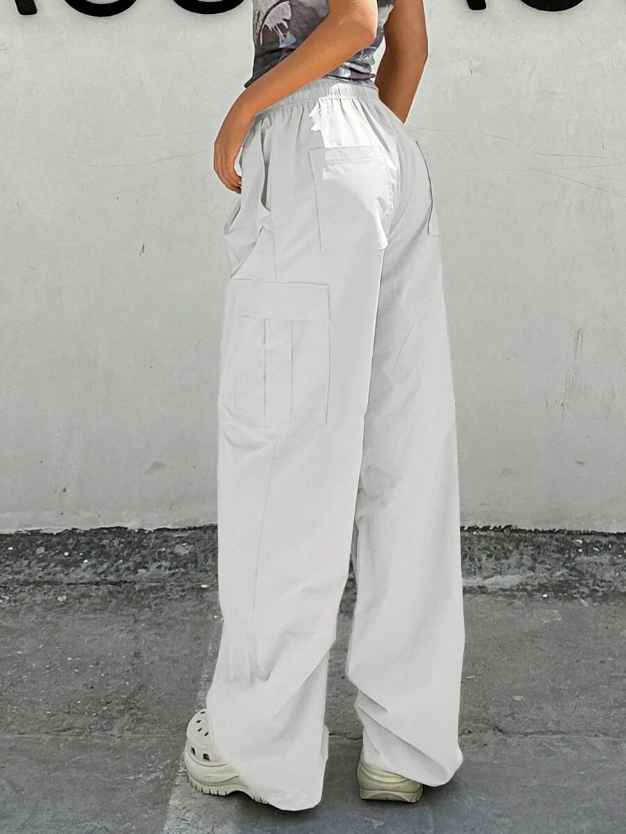 DAZY Solid Drawstring Waist Cargo Pants | SHEIN USA