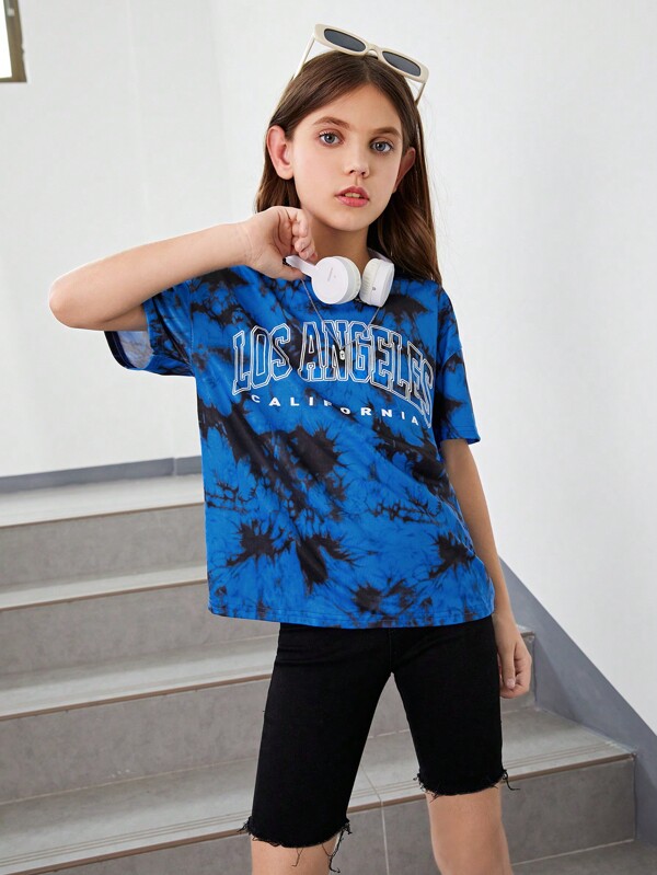SHEIN Kids HYPEME Tween Girl Letter Graphic Tie Dye Tee | SHEIN UK