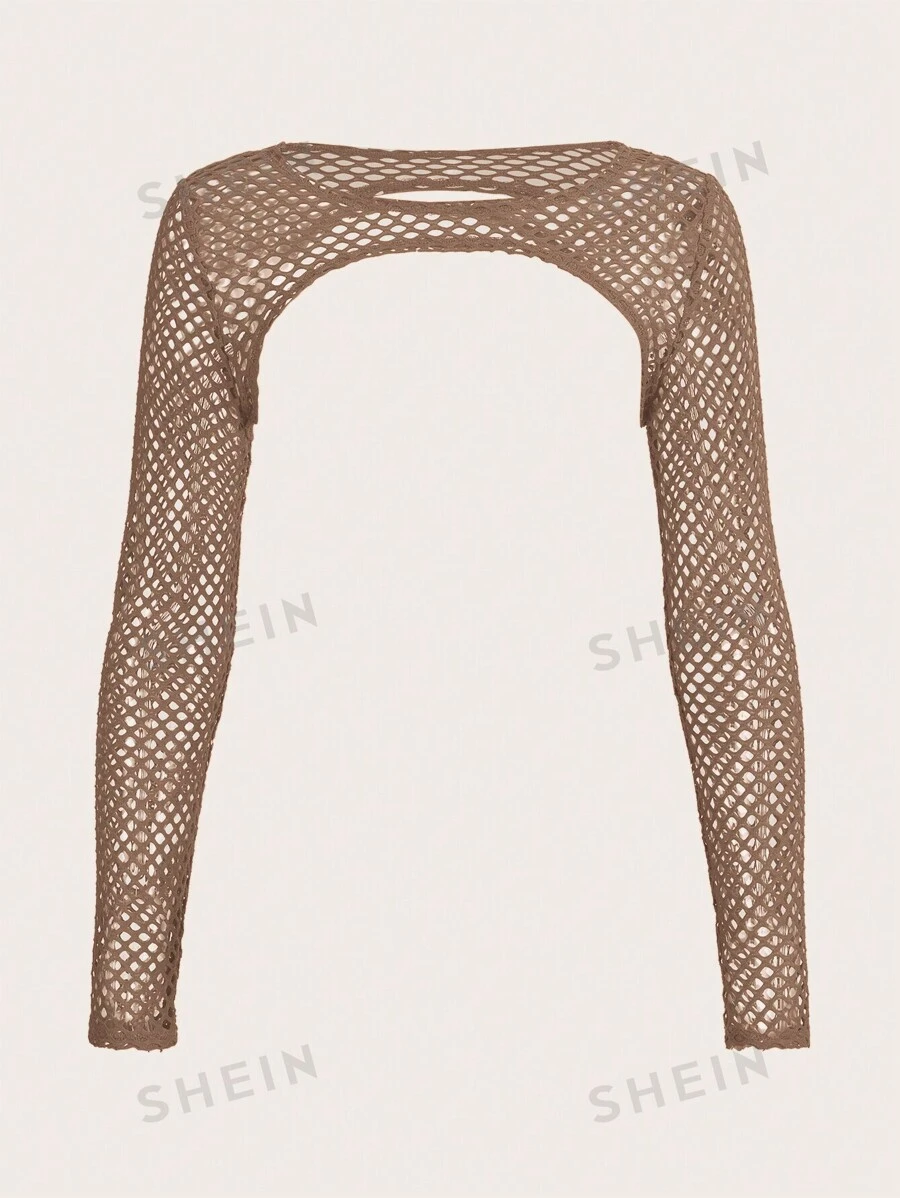 SHEIN ICON Hollow Out Fishnet Mesh Crop Top | SHEIN UK