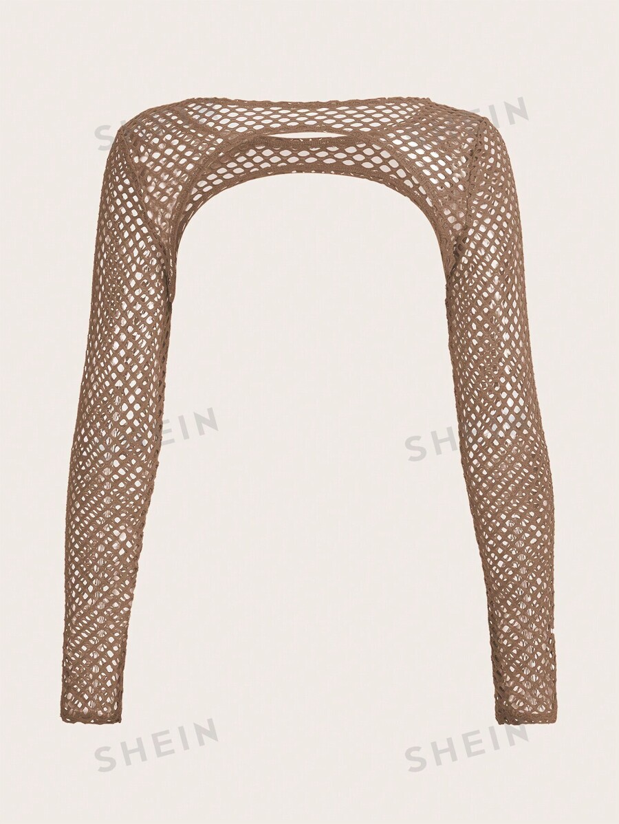 SHEIN ICON Hollow Out Fishnet Mesh Crop Top | SHEIN UK