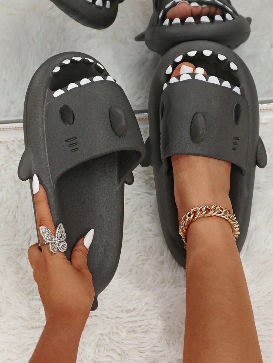 Women's Plastic Slide Slippers, 2025 Summer New Fashion Shark Design ...
