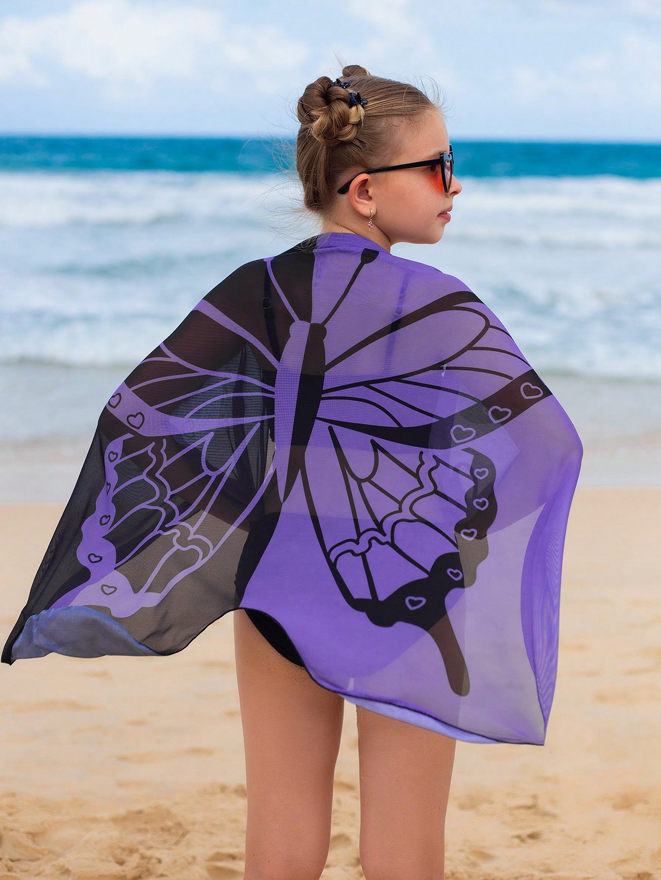 Girls Two Tone Butterfly Print Cover Up | SHEIN USA