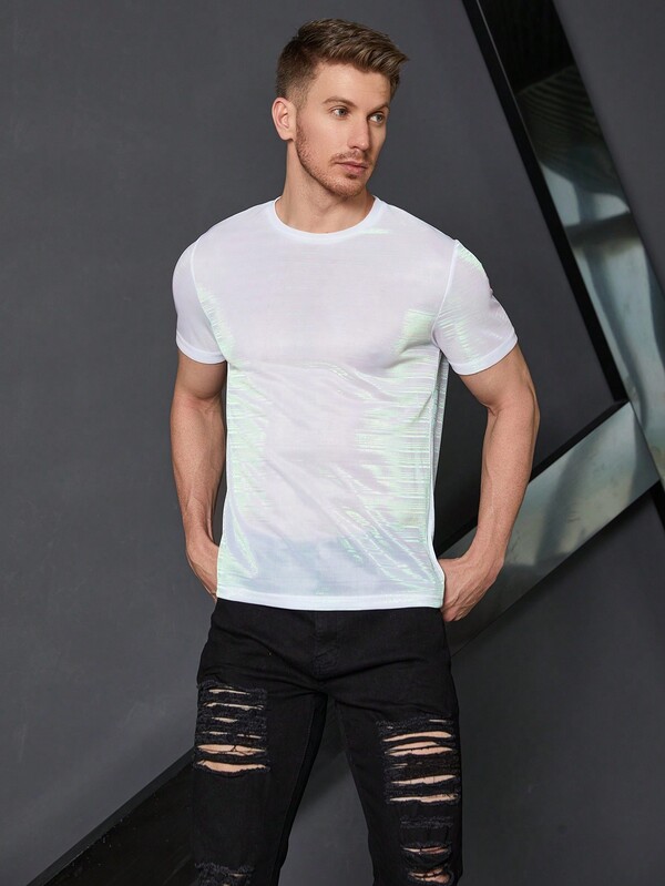 Manfinity Basics Men Round Neck Metallic Tee | SHEIN USA
