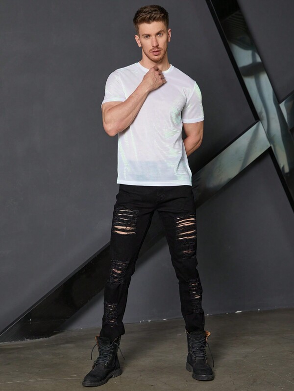 Manfinity Basics Men Round Neck Metallic Tee | SHEIN USA