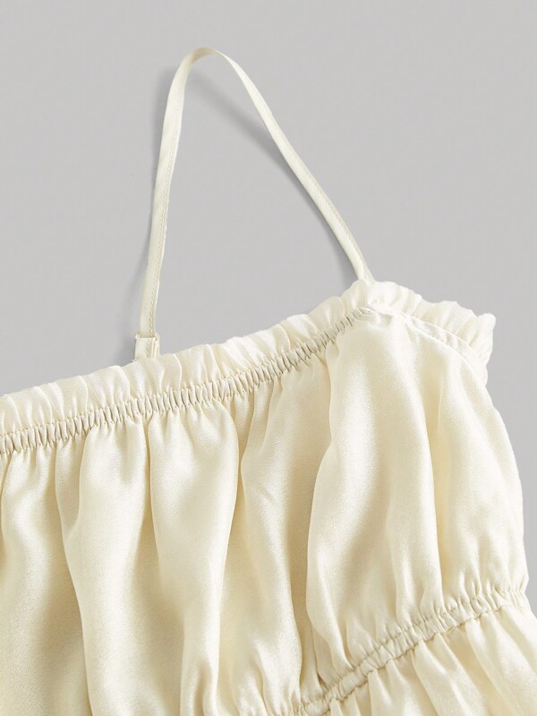 Shein Mod Acabamento De Folho Busto Franzido Peplum Cami Top Shein Brasil