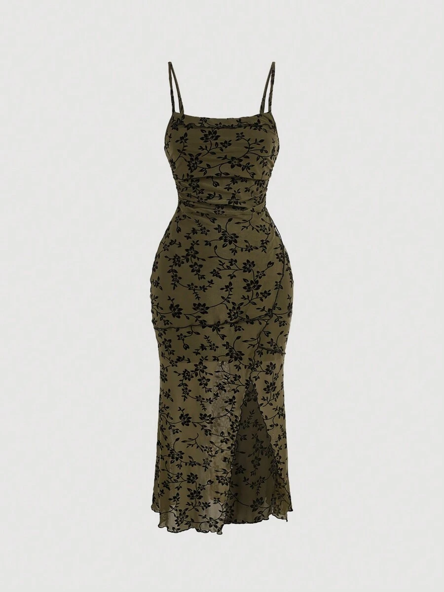 SHEIN MOD Floral Print Lettuce Trim Mermaid Hem Cami Dress | SHEIN USA