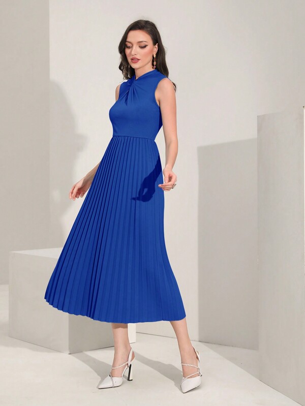 Shein Modely Twist Front Pleated Hem Dress Shein Usa