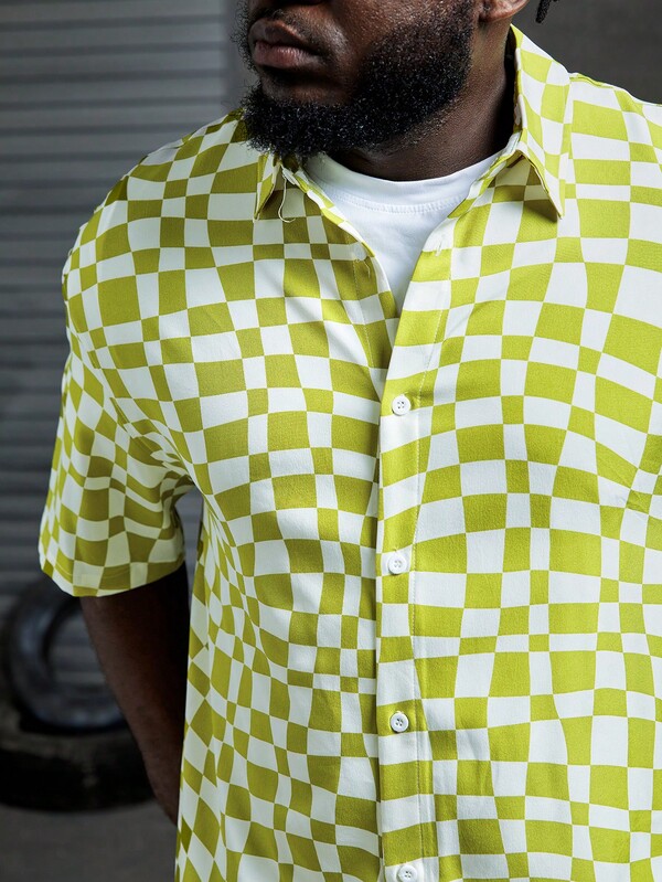 Manfinity EMRG Men Plus Checker Print Shirt | SHEIN USA