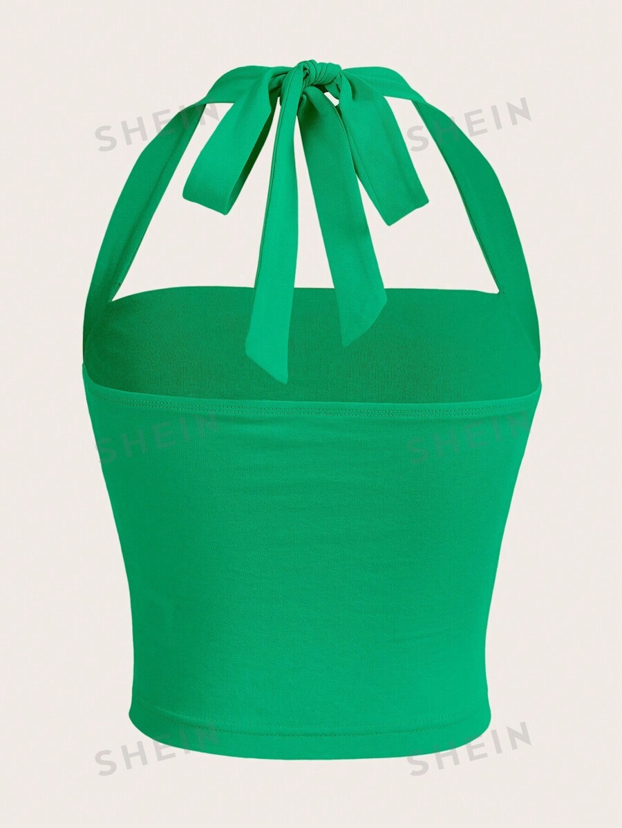 Shein Ezwear Solid Ruched Halter Top Shein Usa