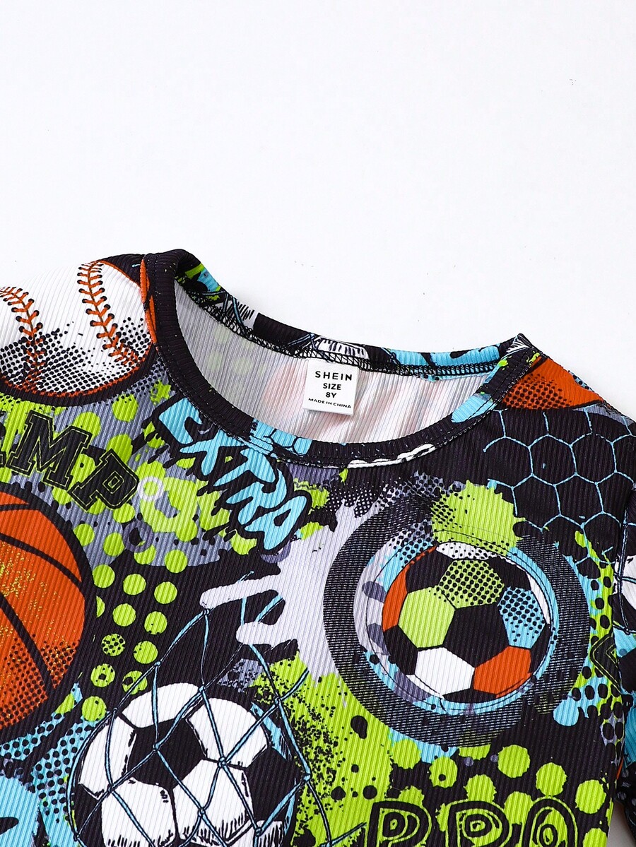 Tween Boy Basketball & Letter Graphic Tee & Shorts Snug Fit PJ Set ...