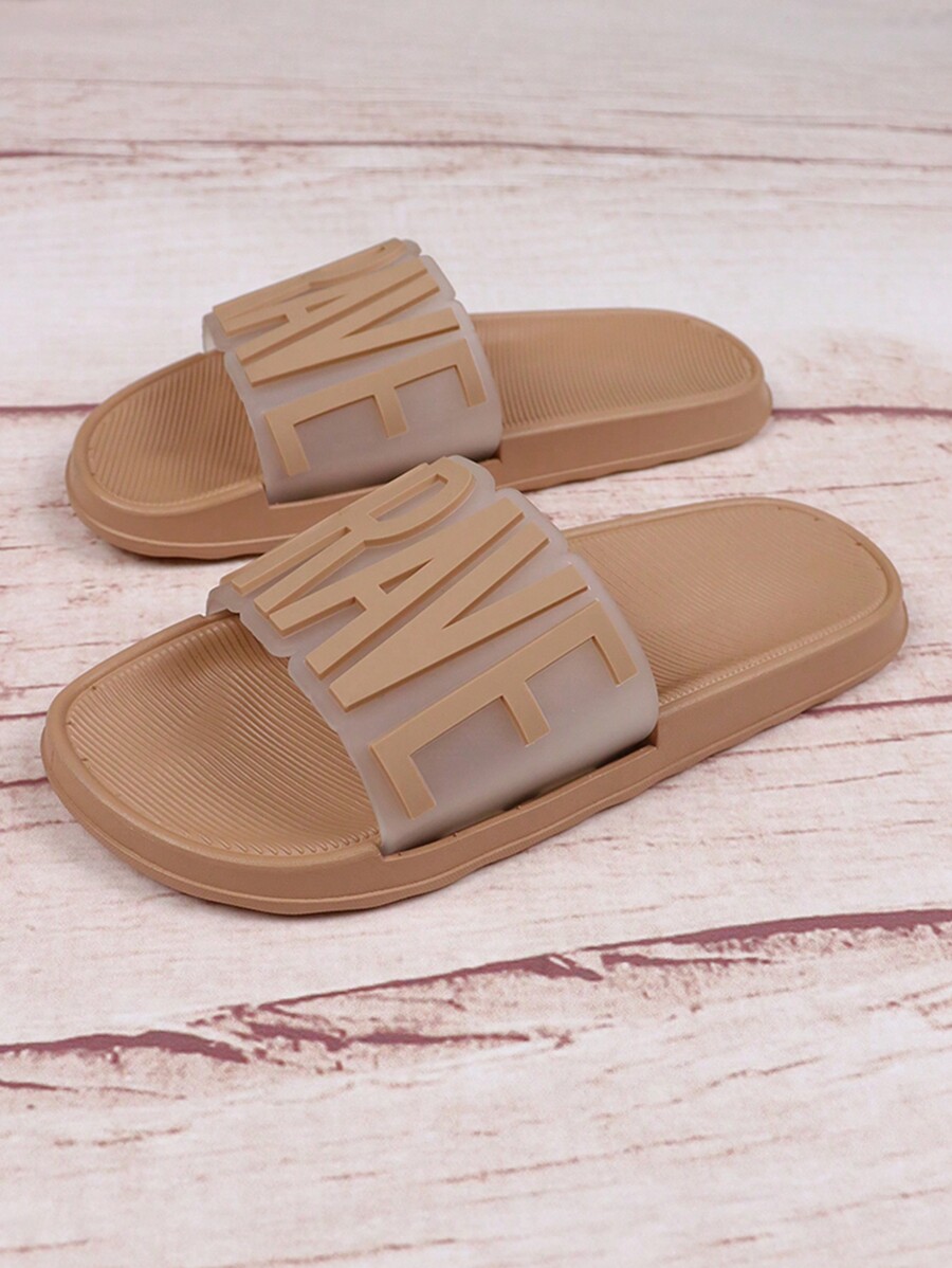 Women Letter Graphic Single Band Slides, Fashion Outdoor PVC Slides ...