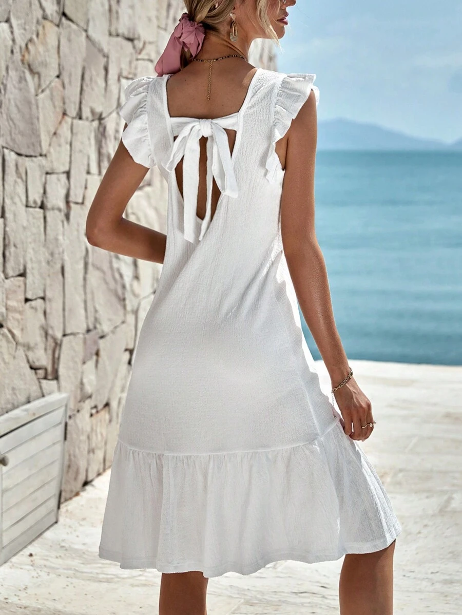 EURMUSE Kleid mit Band hinten, Rüschenbesatz, | aktuelle Trends ...