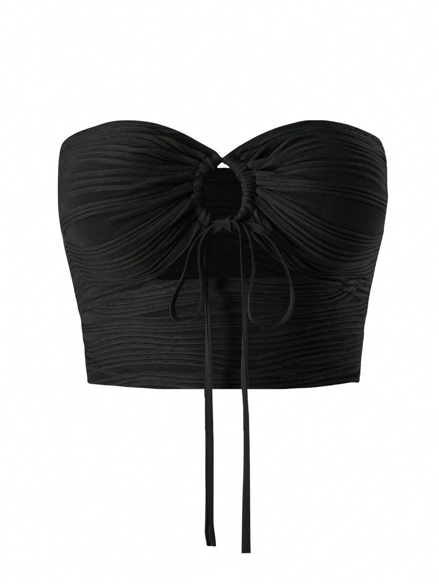 Sweetra Drawstring Front Tube Top | SHEIN USA