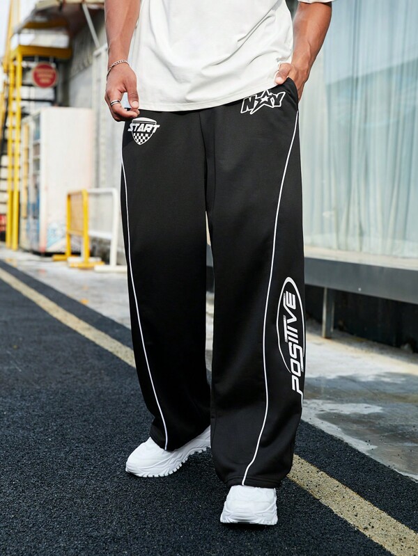 Manfinity EMRG Homme Pantalon De Survêtement À Lettres Passepoil ...