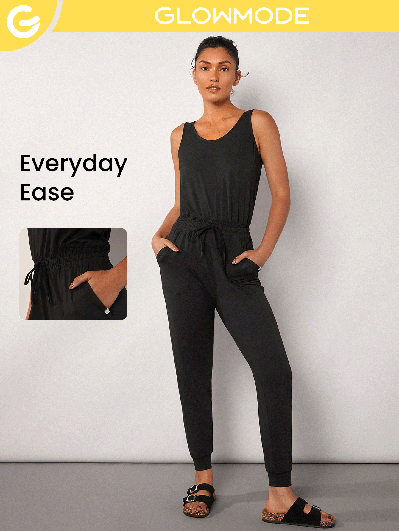 GLOWMODE Everyday Ease Drawstring Jumpsuit Stretch Soft | SHEIN UK