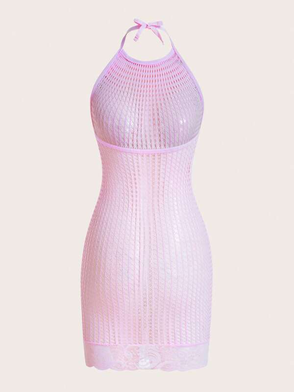 Kawaii Hollow Out Halter Bodystocking | SHEIN UK