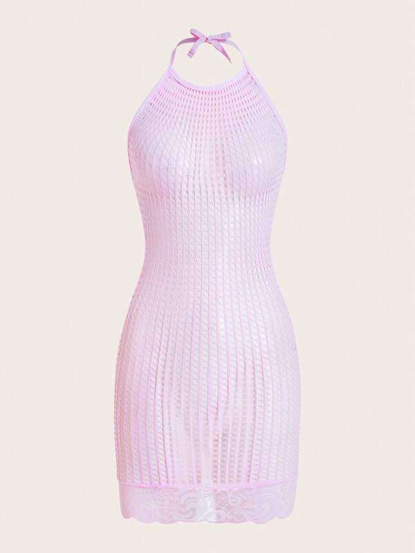 Kawaii Hollow Out Halter Bodystocking | SHEIN UK