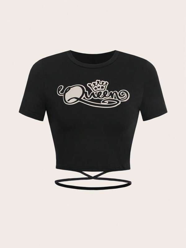 SHEIN Fille Adolescente T-shirt À Lettres Croisé | Mode en ligne ...