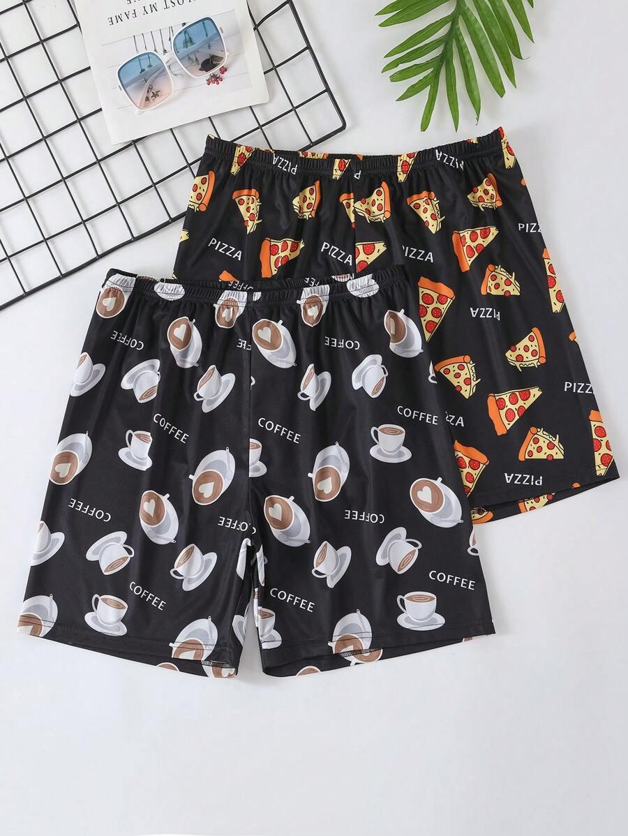 Men 2pcs Pizza & Letter Graphic Pajama Shorts for Sale Australia| New ...