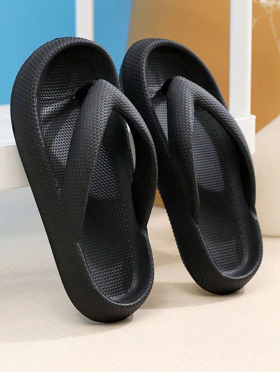 Women Embossed Detail Non Slip Toe Post Design Flip Flops, Fashionable ...