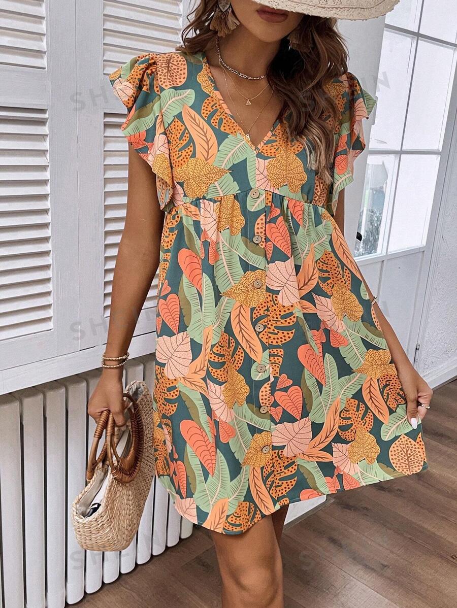 SHEIN LUNE Bohemian Style Holiday Easter Floral Print Women's Dress ...