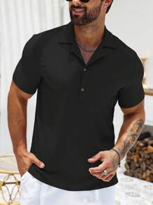 Manfinity Homme Men Solid Half Button Lapel Neck Shirt | SHEIN USA