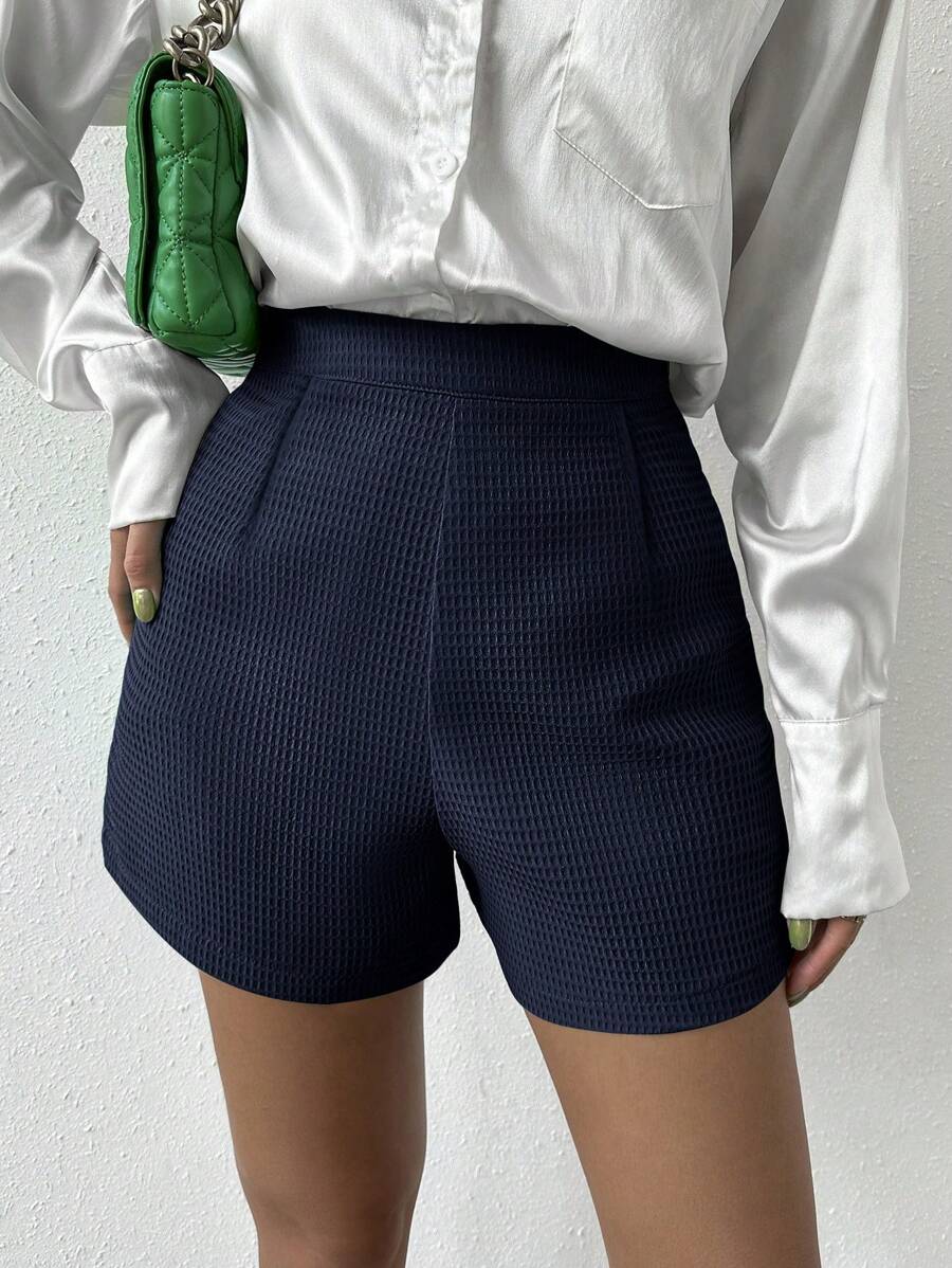 Chiquease High Waist Plicated Detail Shorts | SHEIN USA