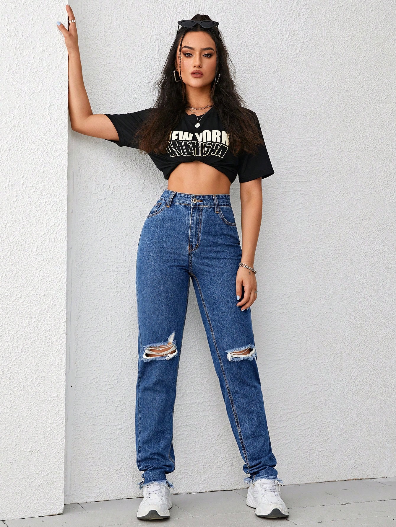 SHEIN Ripped High Waist Boyfriend Jeans | SHEIN USA